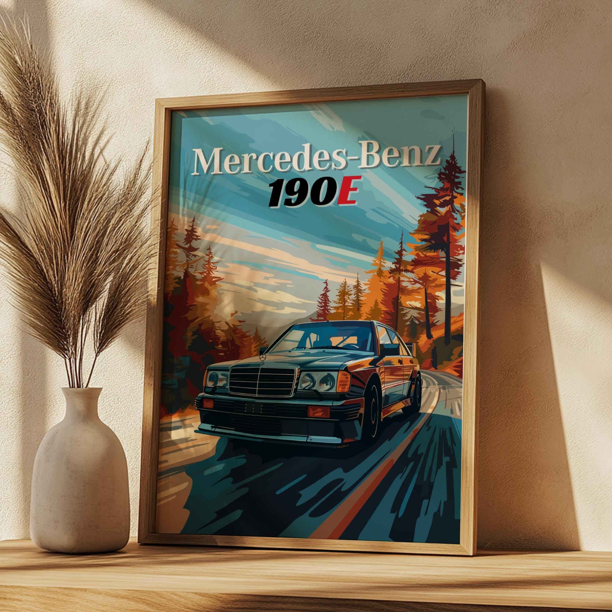 Mercedes-benz 190E Poster | Classic Sports Sedan Wall Art Print ...