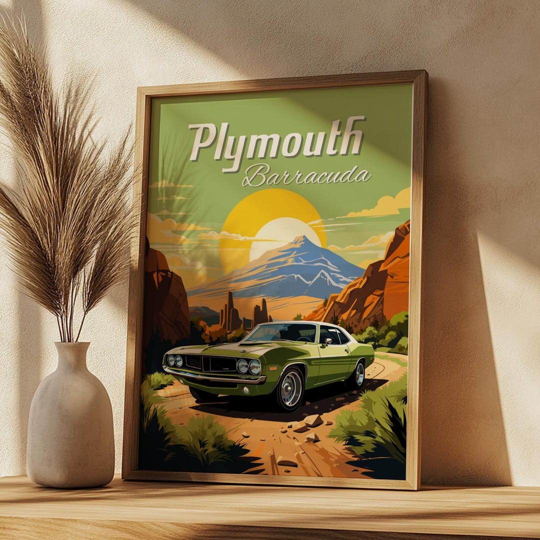 Plymouth Barracuda Poster | Classic Muscle Car Wall Art Print | Vintage ...