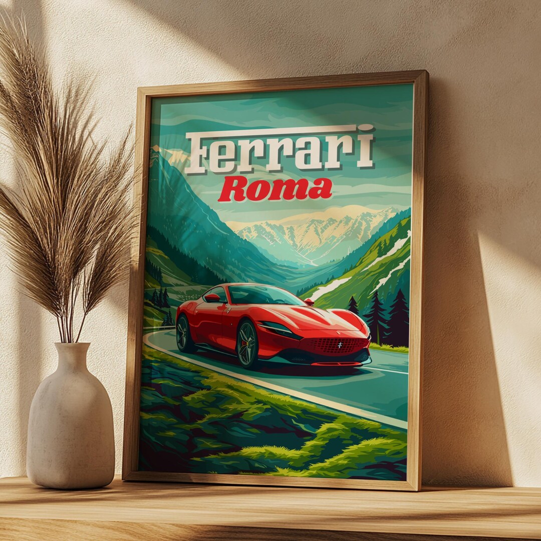 Ferrari Roma Poster: Modern Italian Sports Car Wall Art - Etsy