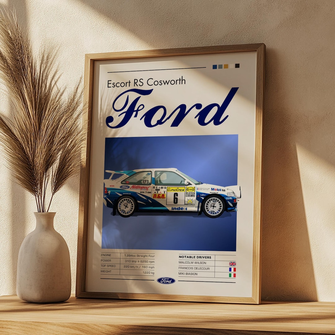 Ford Escort RS Cosworth Poster | Classic Rally Car Wall Art ...