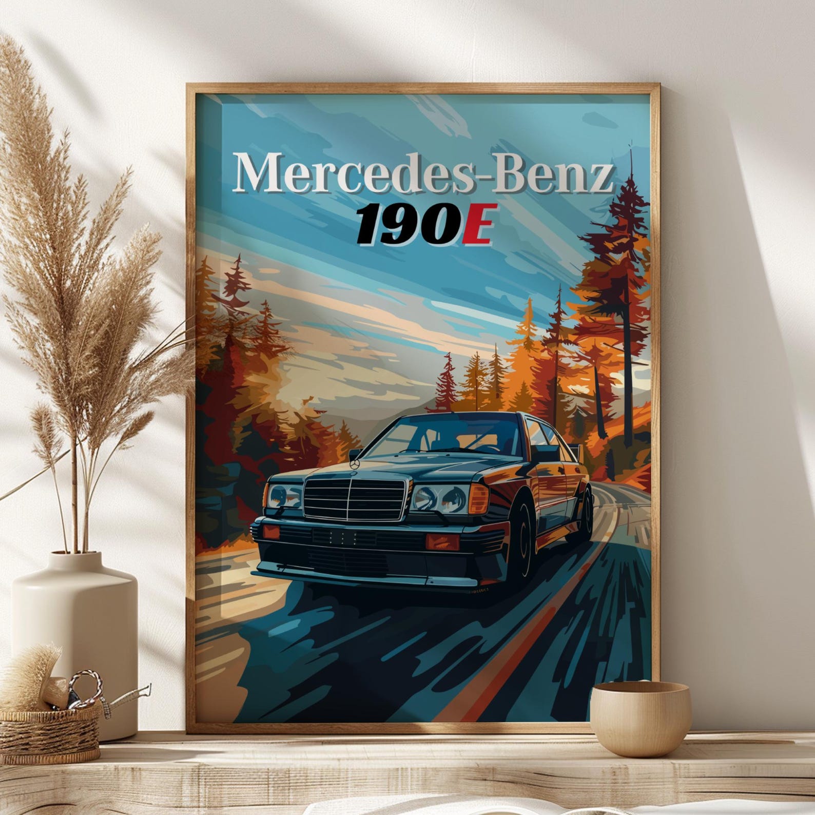 Mercedes-benz 190E Poster | Classic Sports Sedan Wall Art Print ...