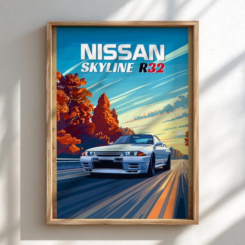 Nissan Skyline GT-R R32 Poster | Nissan GTR R32 Print | JDM Car Wall ...