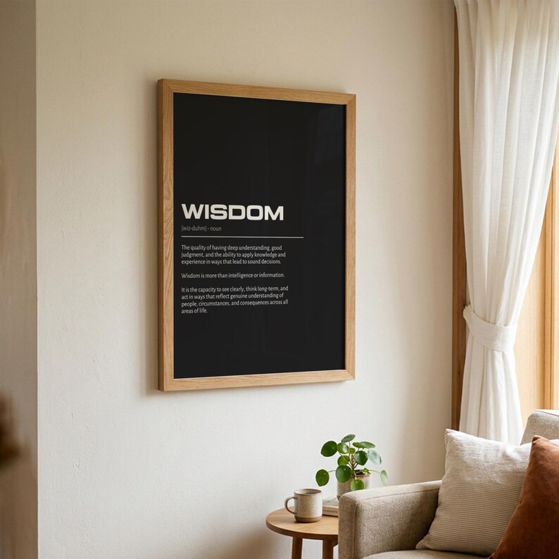 Wisdom Definition Wall Art | Bold Insight & Judgment Print | Minimalist ...