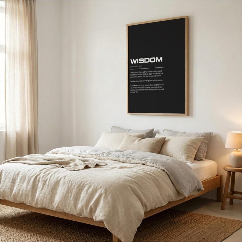 Wisdom Definition Wall Art | Bold Insight & Judgment Print | Minimalist ...