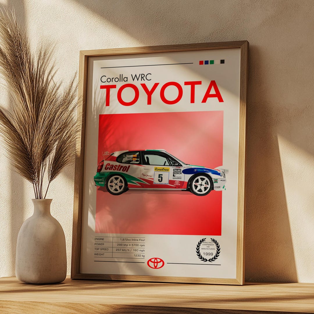Toyota Corolla WRC Poster: Classic Rally Car Motorsport Print - Etsy