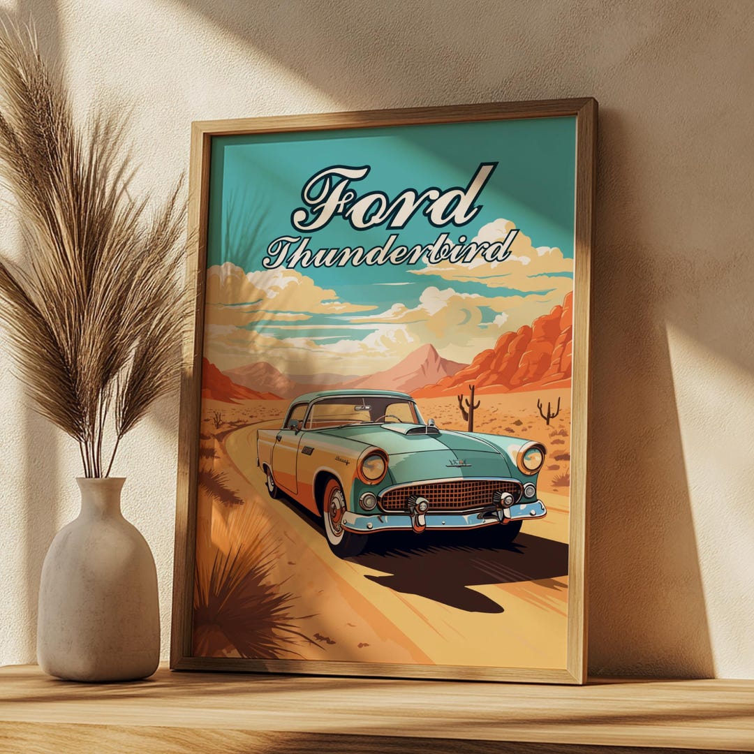 Ford Thunderbird Poster | Classic Car Wall Art Print | Vintage American ...