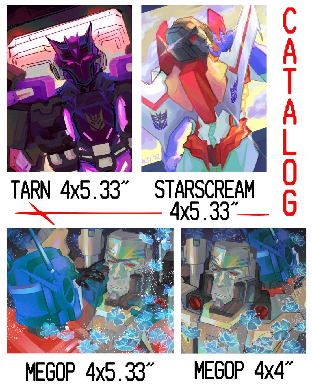 Transformers Mini Prints (IDW Megop, Starscream, Tarn, Megatron/optimus ...