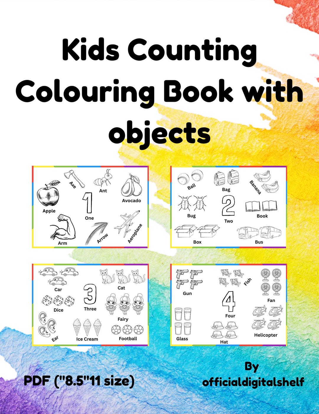 Baby Shower 123 Coloring Book: Numbers 1-10 Activity (PDF), Counting ...