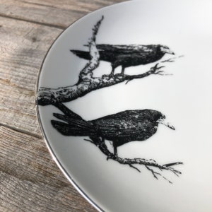 Printed Plates raven and Cowns Porcelain With - Etsy
