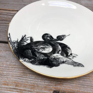 Porcelainplate "snake", 20cm, Vintage With Goldrim and Handmade Print ...