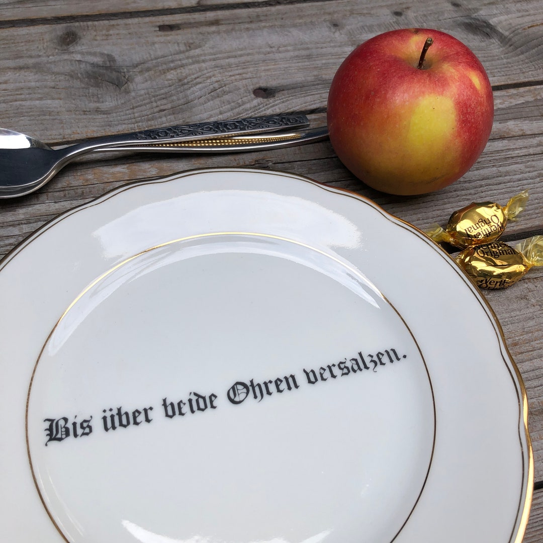 Saying Plate in Love up to Both Ears, Printed Gold-rimmed Porcelain, ø ...