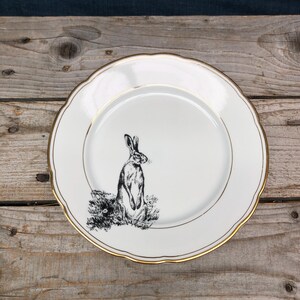 Rabbit-plate, Printed Vintage-porcelain With Goldrim, ø Approx. 20cm ...