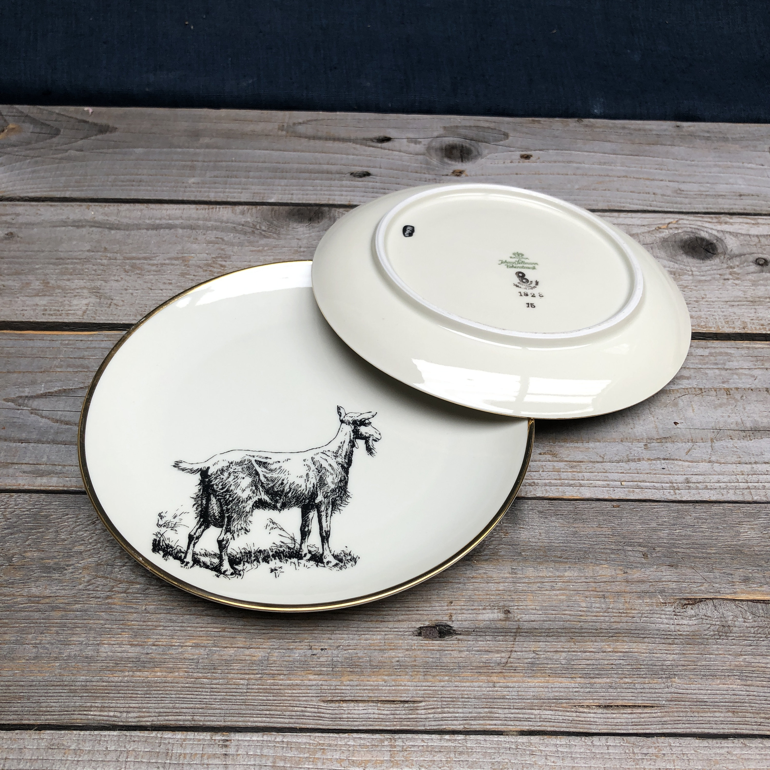 Goat Plates, 2 Pieces in a Set, Hand-printed Vintage Porcelain With ...