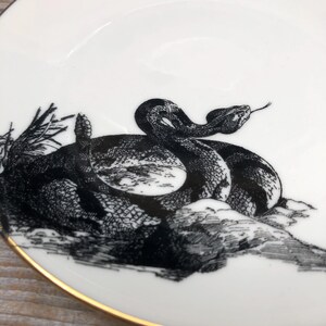 Porcelainplate "snake", 20cm, Vintage With Goldrim and Handmade Print ...
