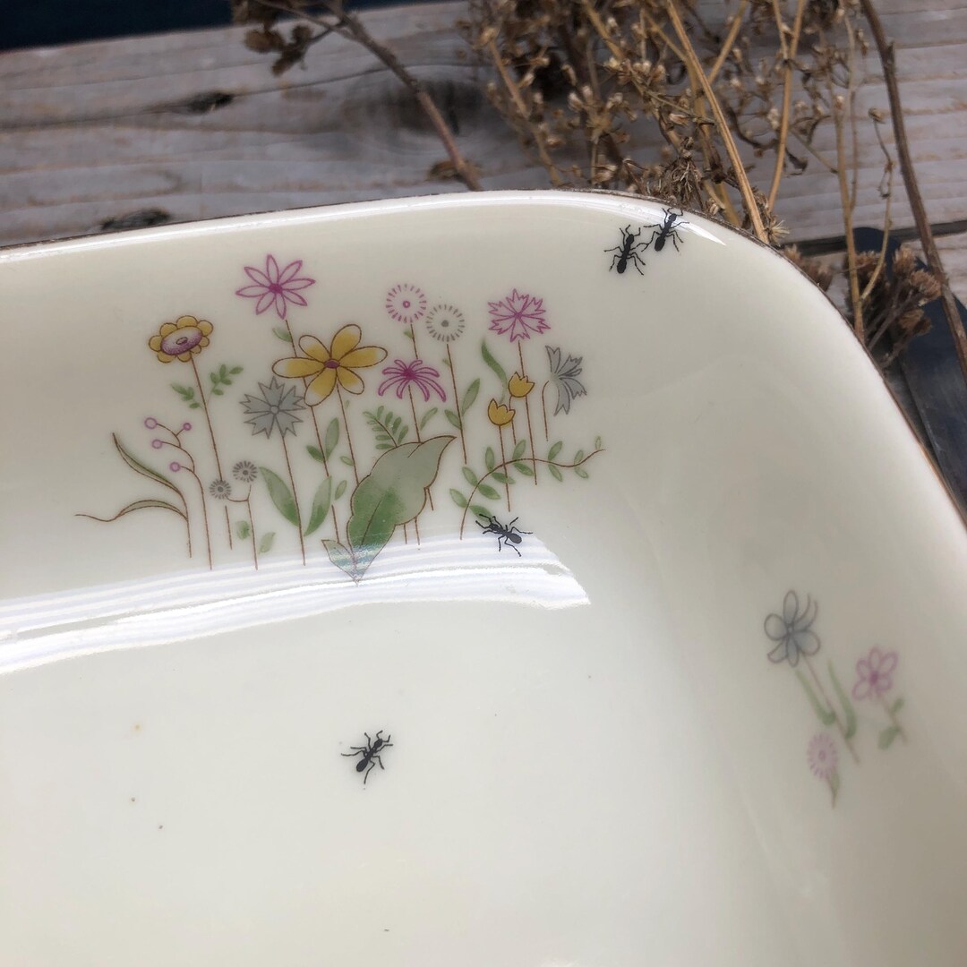 Ants in Bowl, ø Aprox. 19cm, Floral Vintage Porcelain With Handprinted ...