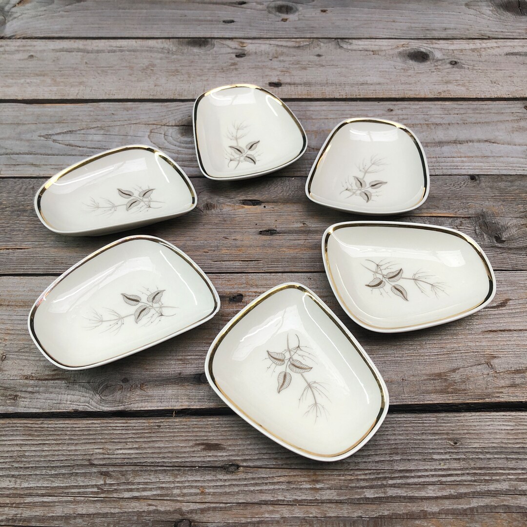 6 Candy Plates, 1950s Kidney Shape by PMR Bavaria/jaeger & Co, Approx ...