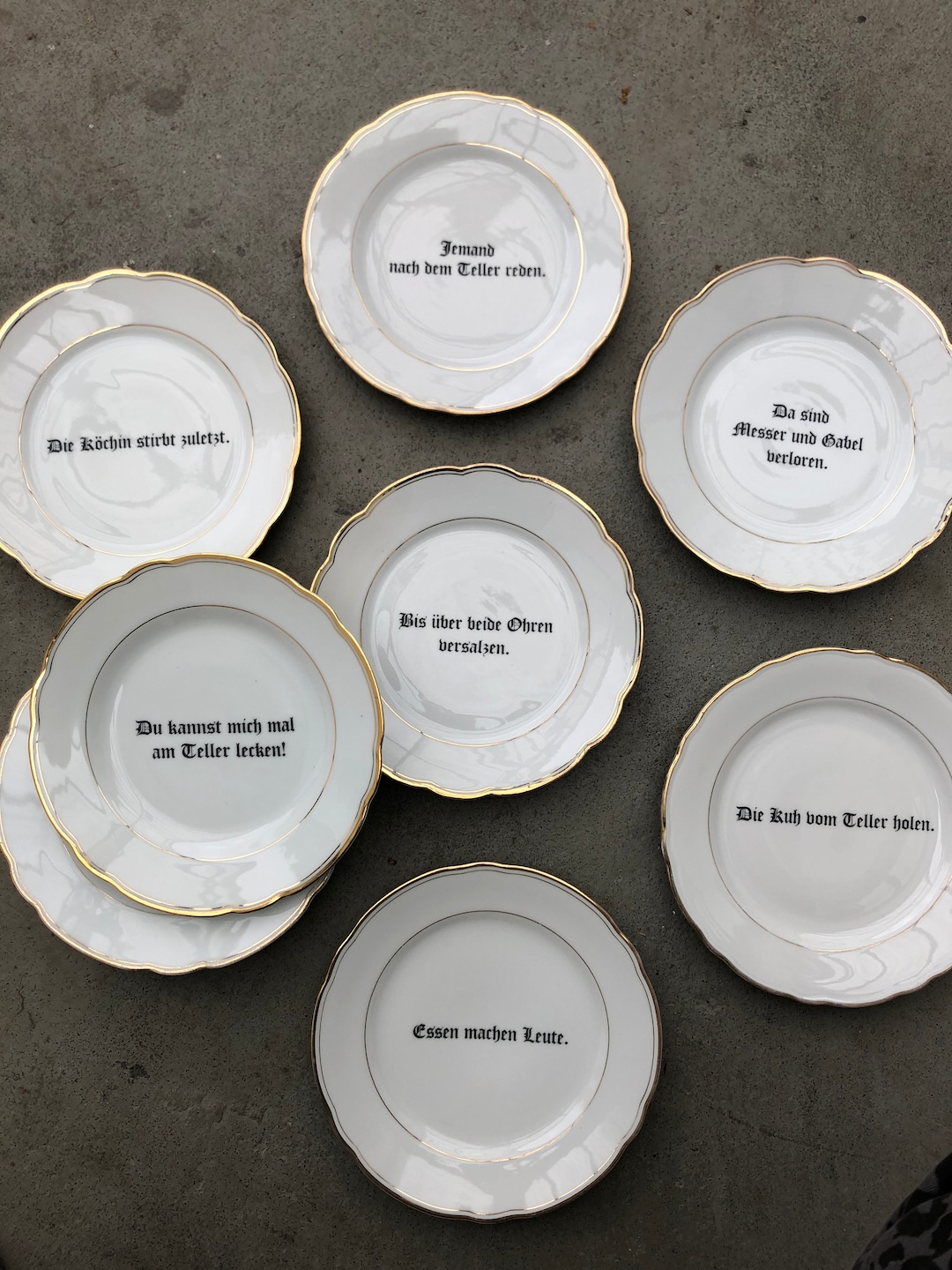 Sayings "let It Be Taken off the Plate", Porcelain With Gold Rim ...
