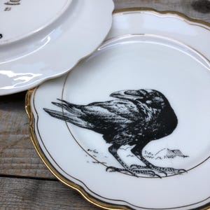 Plate-set "ravens and Crows", 15cm, Porcelain With Goldrim and Handmade ...