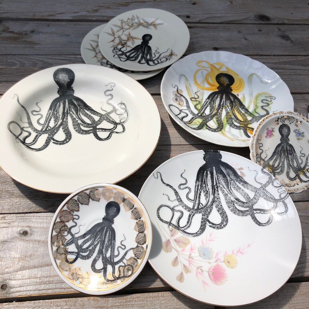 Porcelain Tableware octopus, 1 Surprise Piece ø From 10 Cm to 24 Cm - Etsy