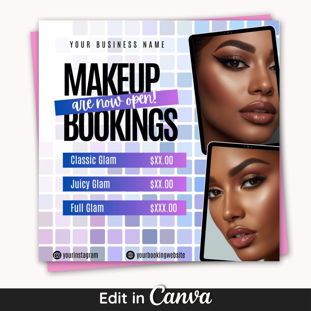 Makeup Booking Flyer Template DIY Instagram Editable Book Now Canva ...