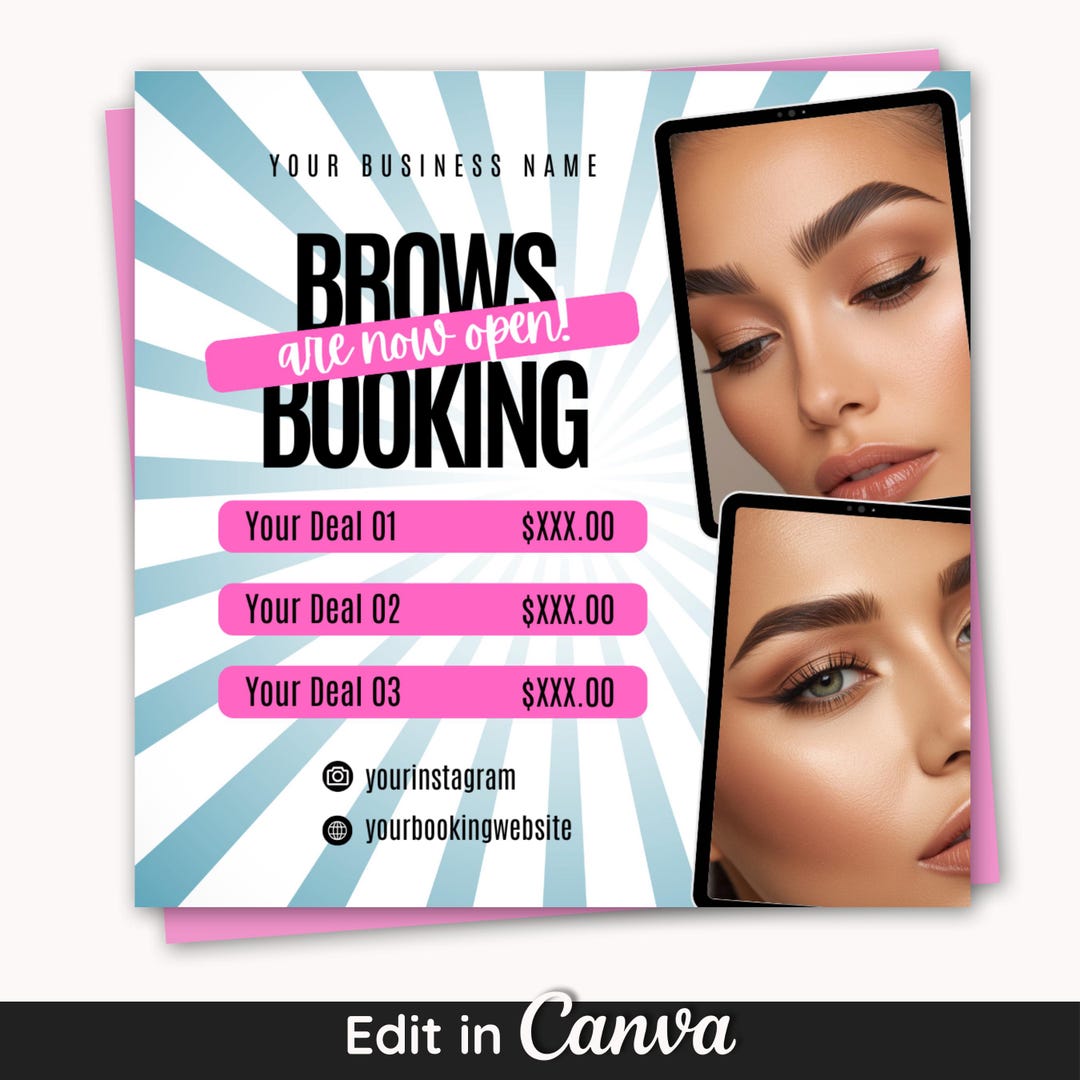 Brow Booking Flyer Template DIY Appointment Booking Flyer Brow Artist ...