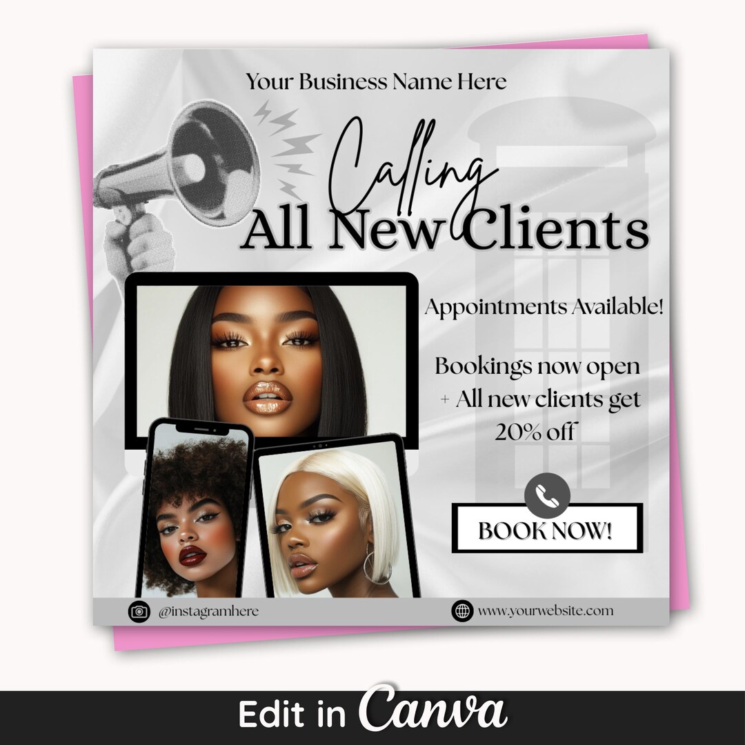 New Client Welcome Booking Flyer Social Media Template New Clients ...