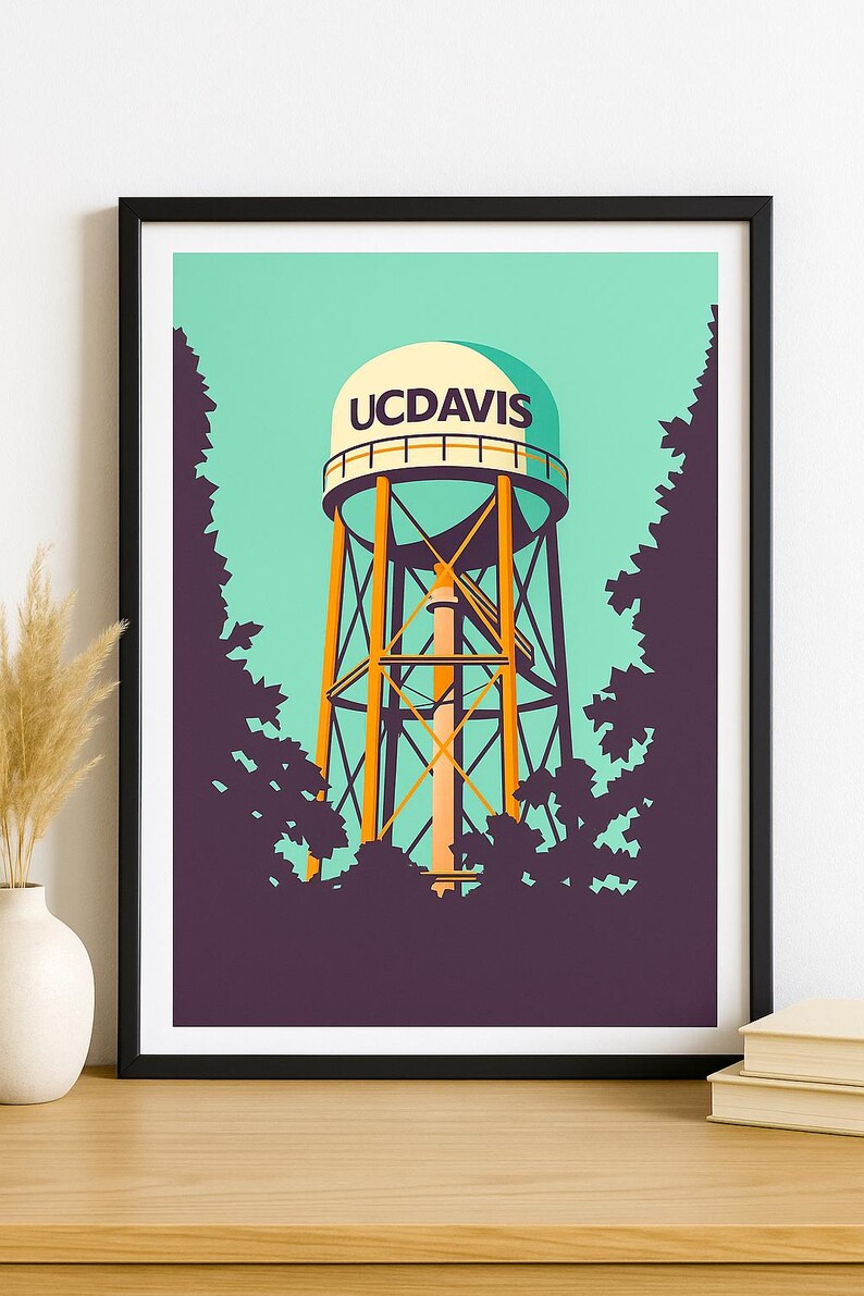 UC Davis Water Tower 4 Piece Poster Set - Modern Minimalist Photo Art ...