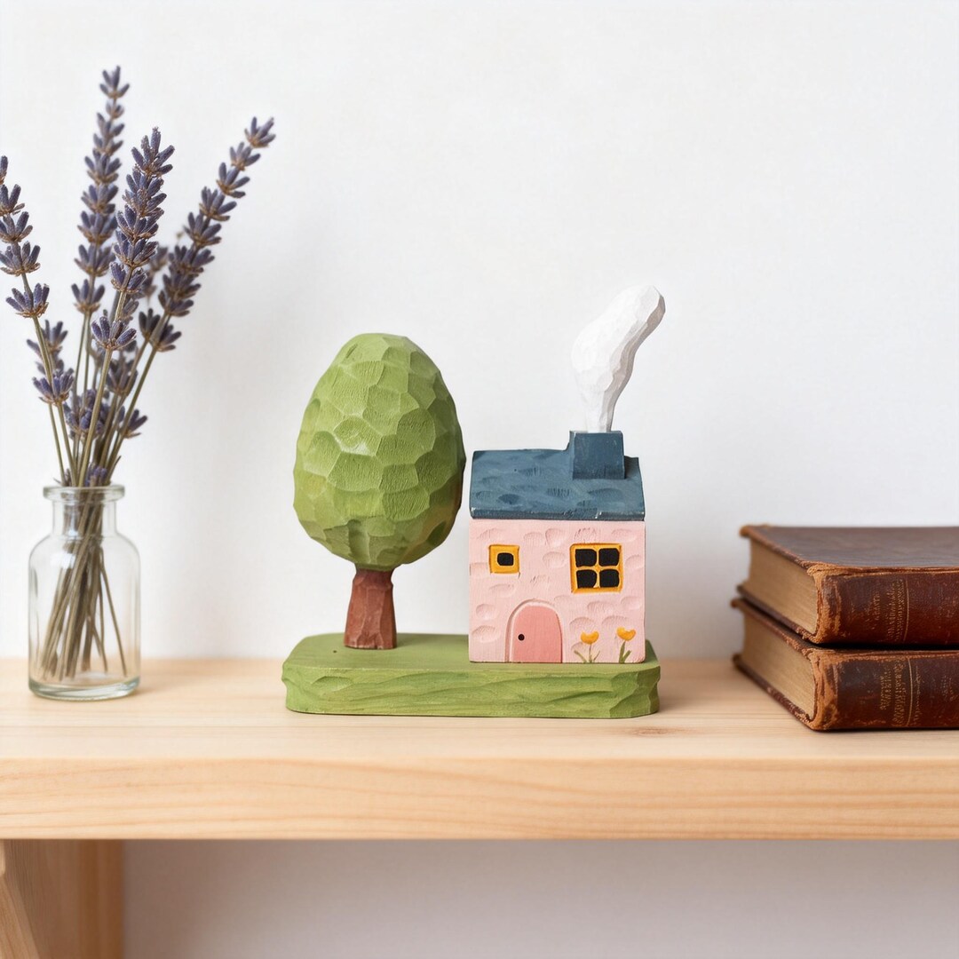 Mini Storybook House Decor Hand Carved Wooden Fairy Tale Cottage ...