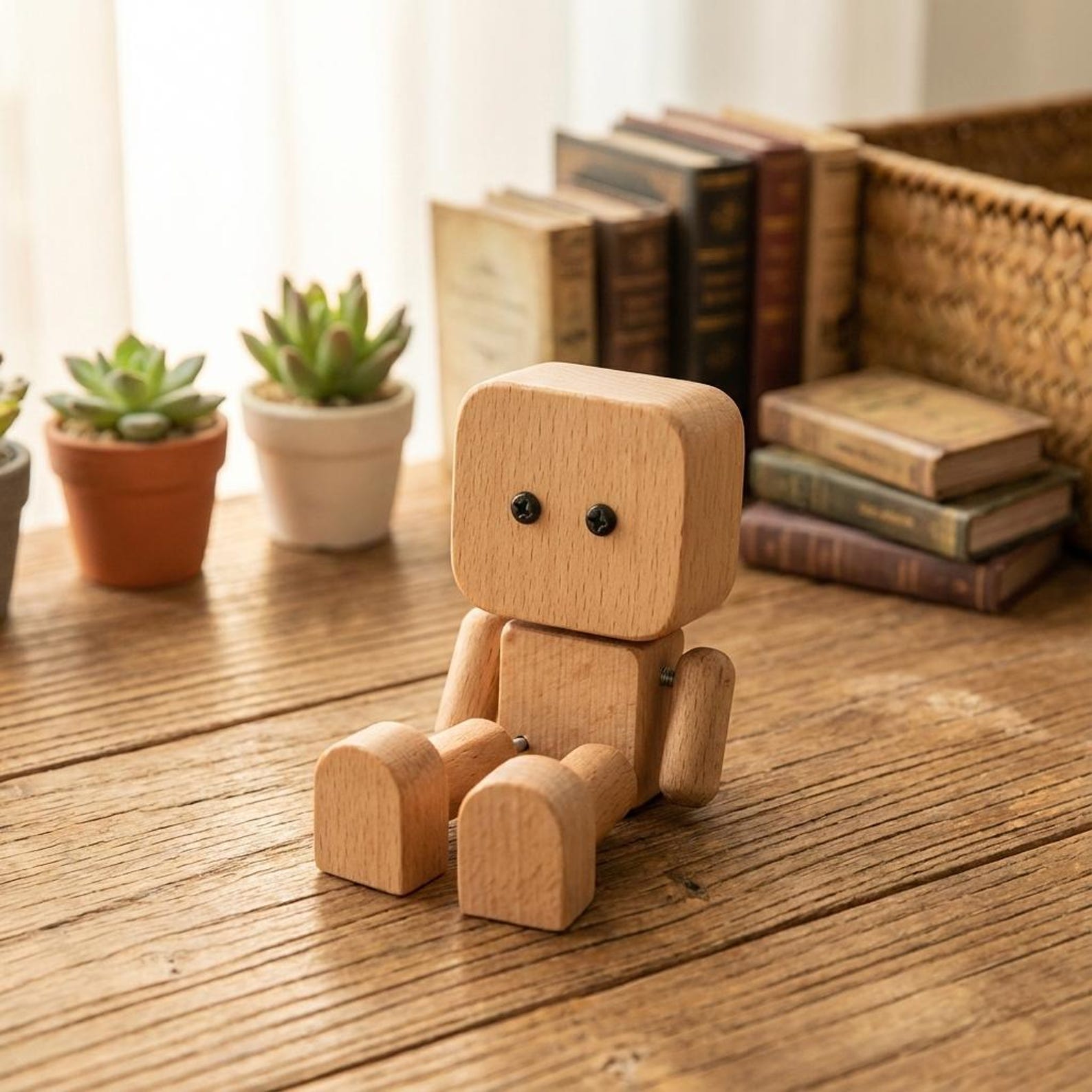 Handmade Wooden Figure Ornament – Articulated Mini Wood Doll , Natural ...