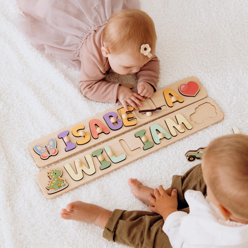 Cute Name Puzzle With Elements. Baby Must Have Gift. 1st Birthday ...