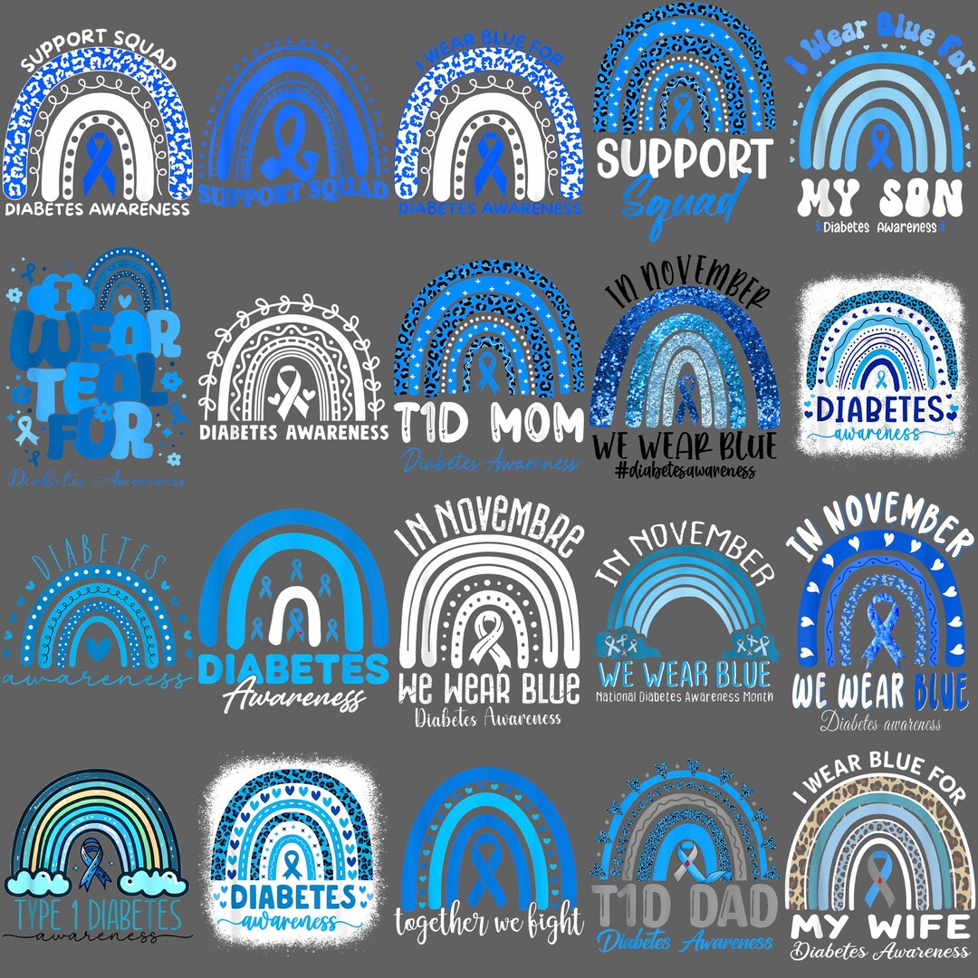 Rainbow Blue Diabetes Awareness PNG – Women Warrior Clipart, T1D Blue ...