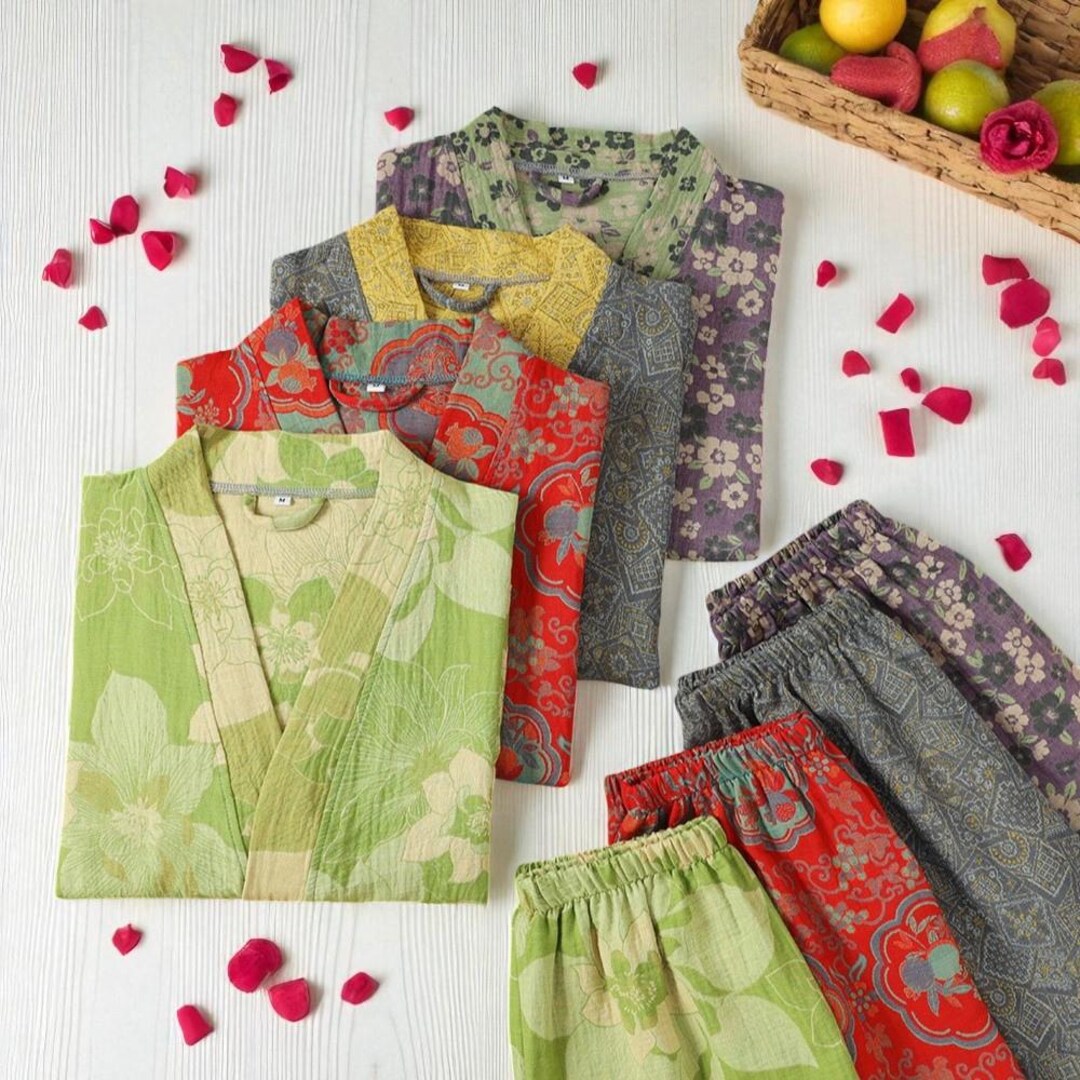 Cotton Kimono Pajama Set: Lightweight Summer Loungewear With Shorts - Etsy