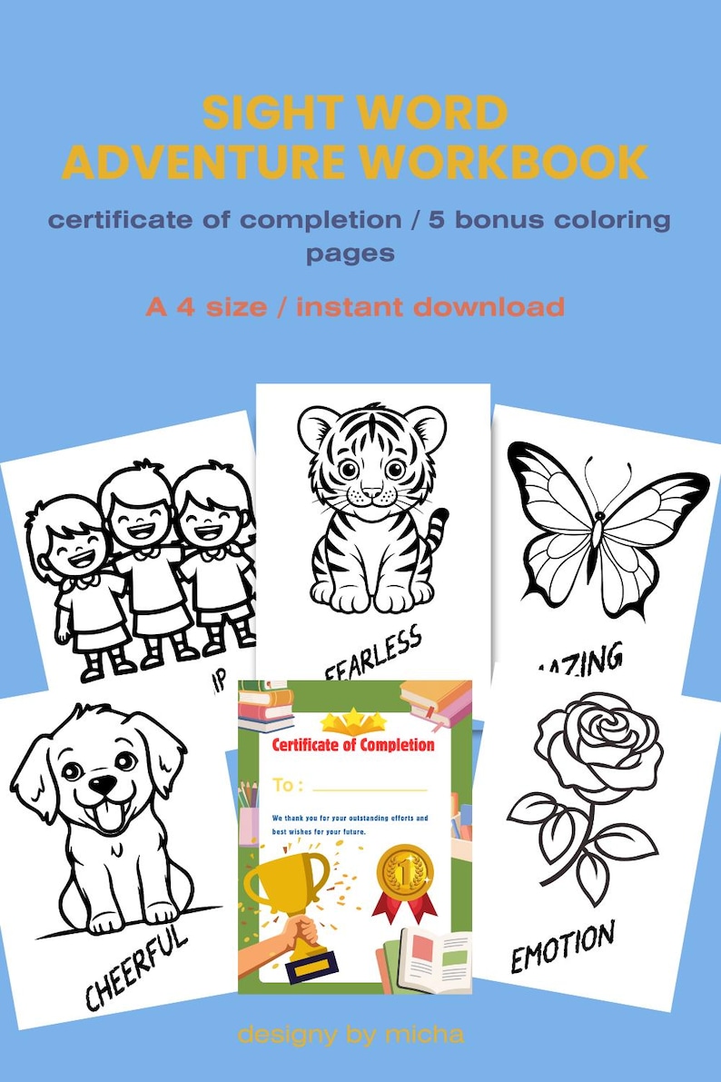 Children's Sight Word Adventure Workbook, Kindergarten Dolch Practice ...
