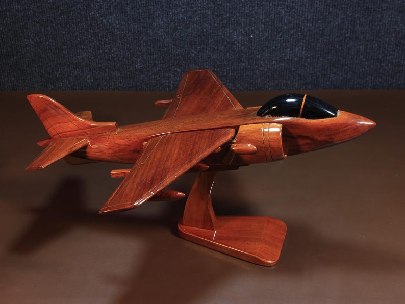 VTOL Jump Jet Wooden Replica - Handcrafted Mahogany Military Aircraft ...