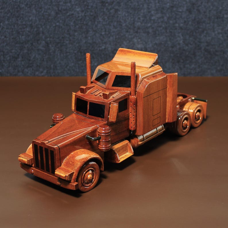 Wooden Semi Truck Model – Handcrafted Truck Driver Gift & Office Decor ...