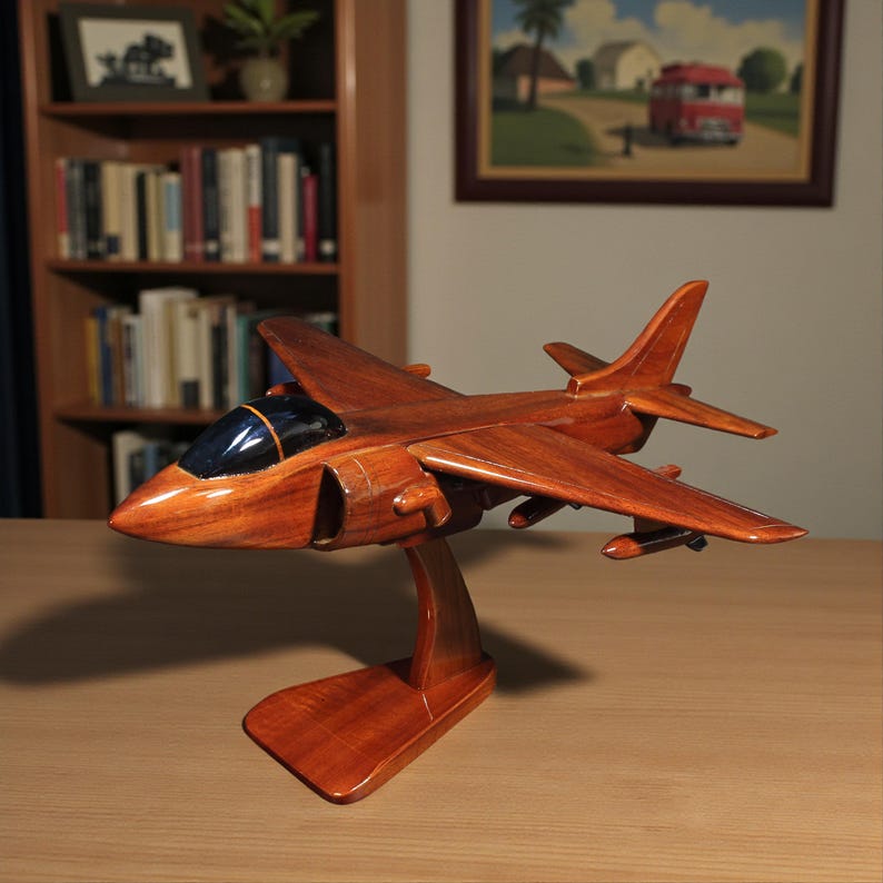 VTOL Jump Jet Wooden Replica - Handcrafted Mahogany Military Aircraft ...