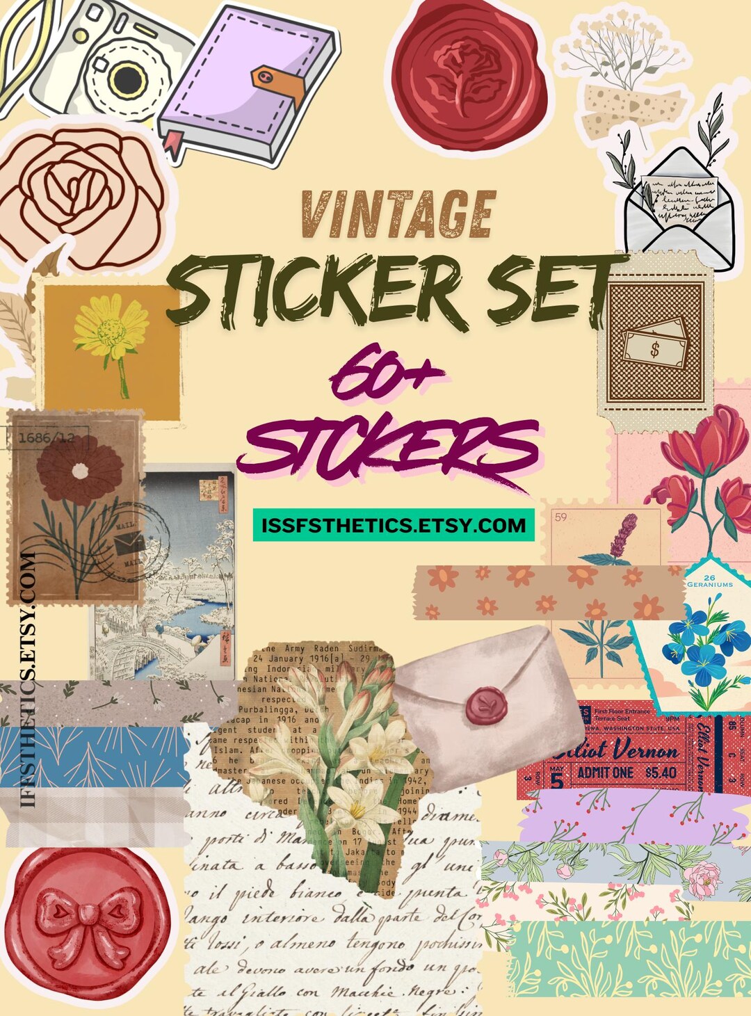 Vintage Sticker Set Printable | Scrapbooking, Journaling & DIY Crafts ...