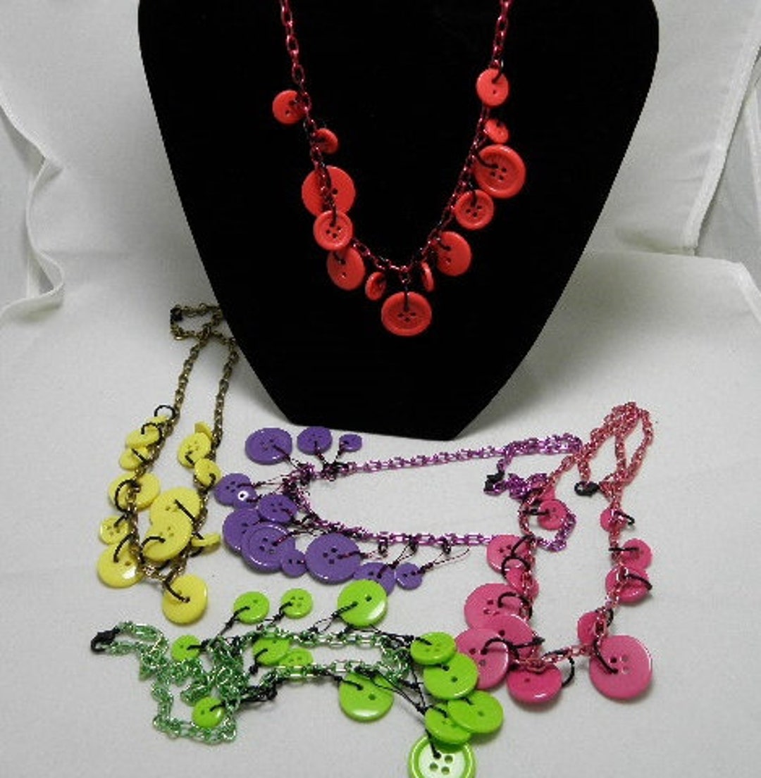 Buttons on A Chain Necklace Sets - Etsy