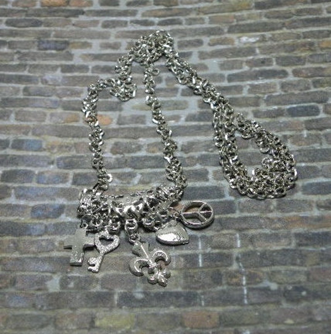 Silver Charmed Necklace - Etsy