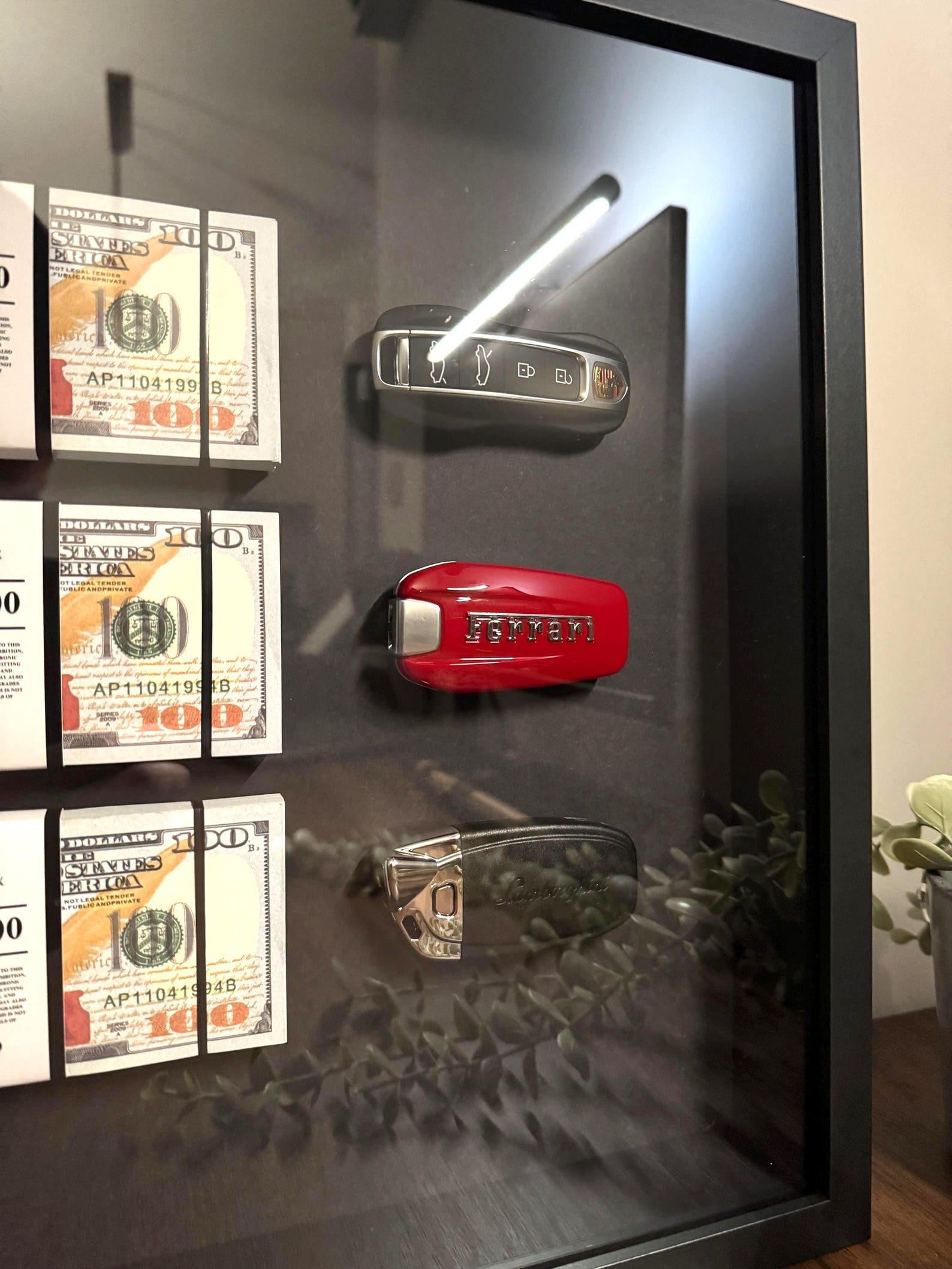 The Wealth Display – Dollar Stack & Supercar Keys Frame by Framedcash ...