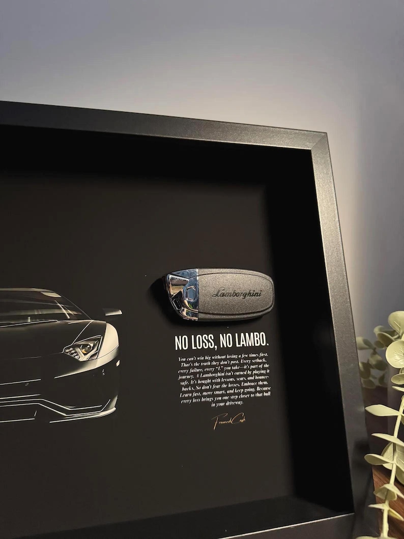 No Loss, No Lambo Key Frame by Framedcash | 25x25cm Motivational ...