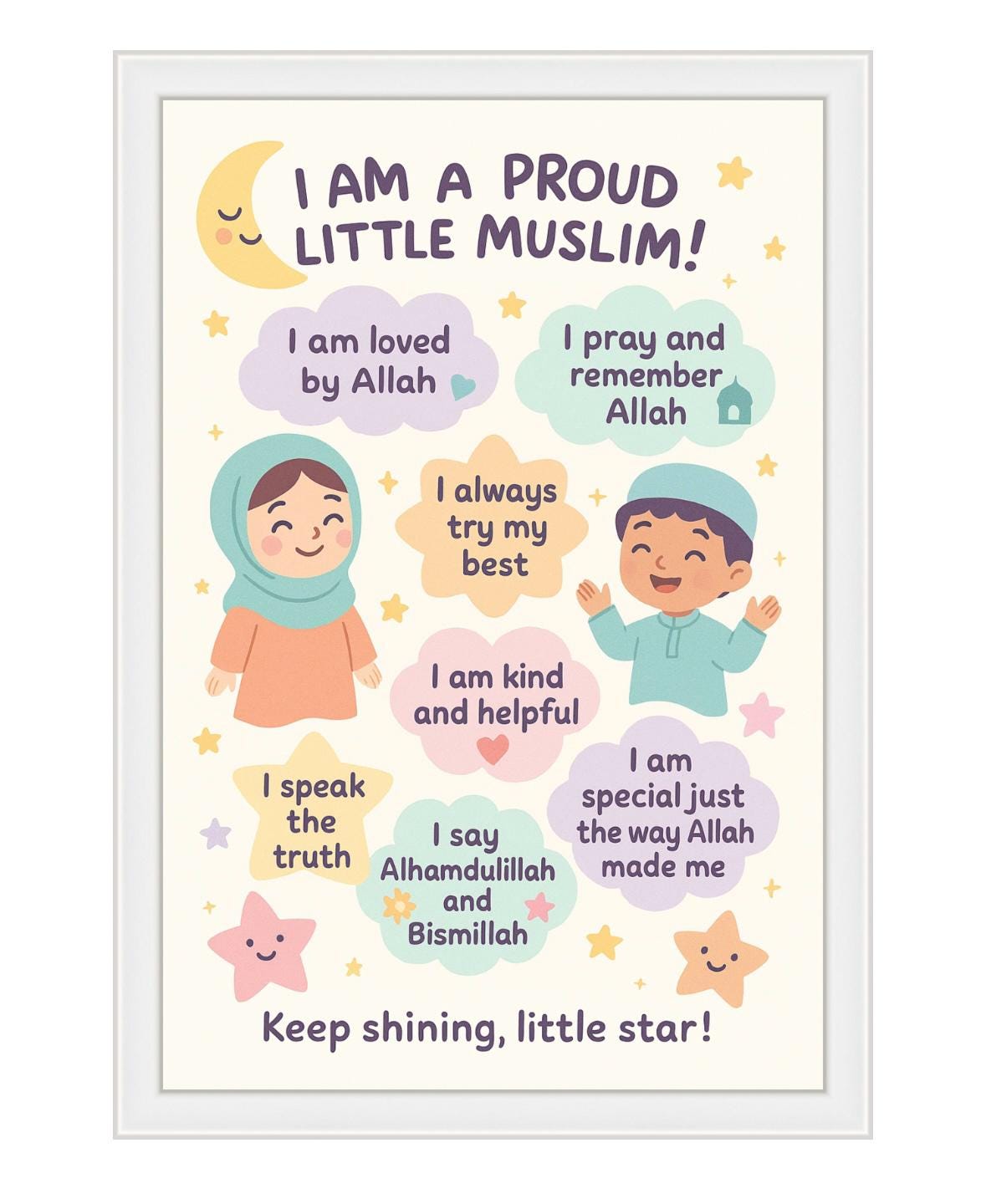 Islamic Kids Affirmation Poster | Proud Little Muslim | A4 Printable - Etsy