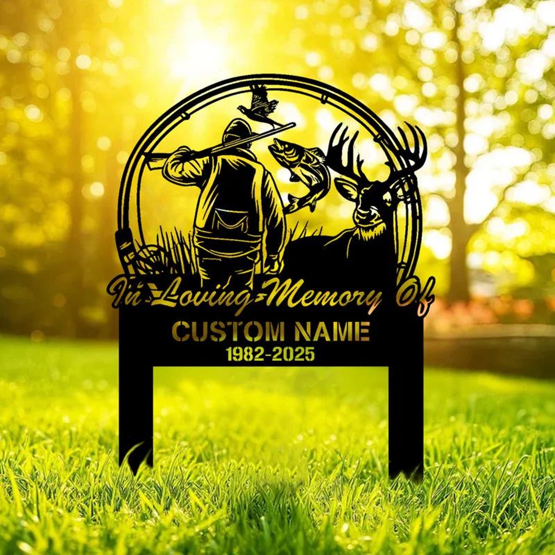 Personalized Hunting Memorial Yard Sign, in Loving Memory Garden Stake ...