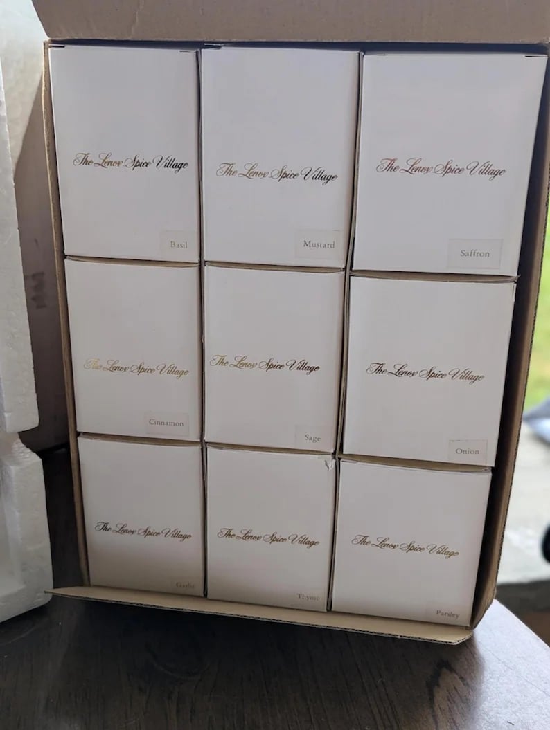 NEW Never Used Lenox 1989 Spice Village Set Complete 24 Jars Rack ...