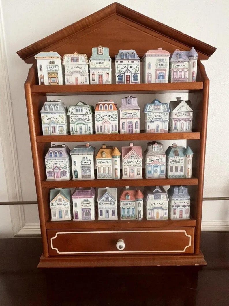 NEW Never Used Lenox 1989 Spice Village Set Complete 24 Jars Rack ...