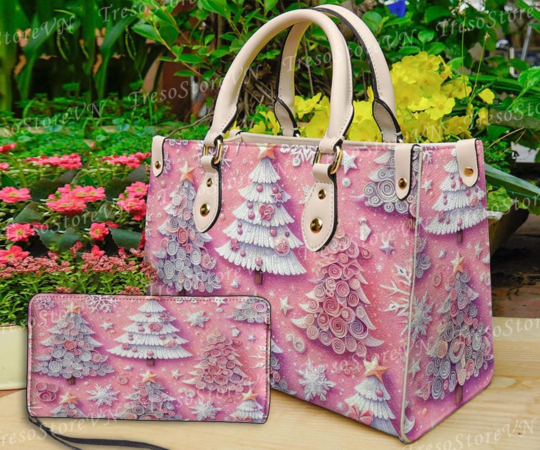 Merry Christmas Tree Pink Women Leather Bag Purses, Christmas Lover ...