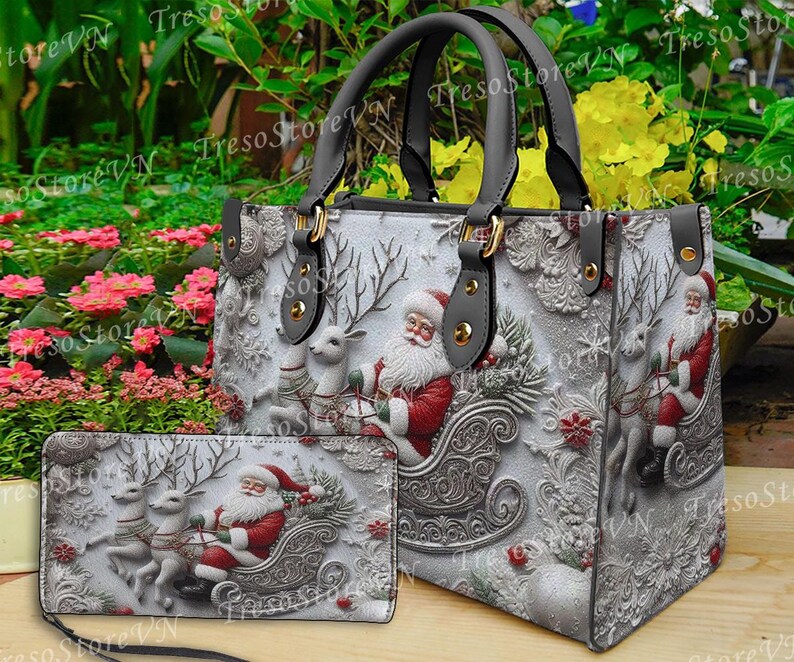 Merry Christmas Santa Claus Women Leather Bag Purses, Christmas Lover ...