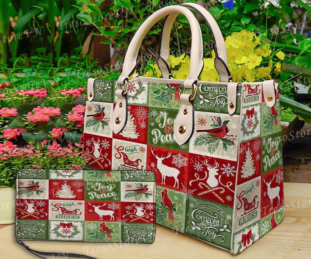 Merry Christmas Women Leather Bag Purses, Christmas Lover Handbag ...