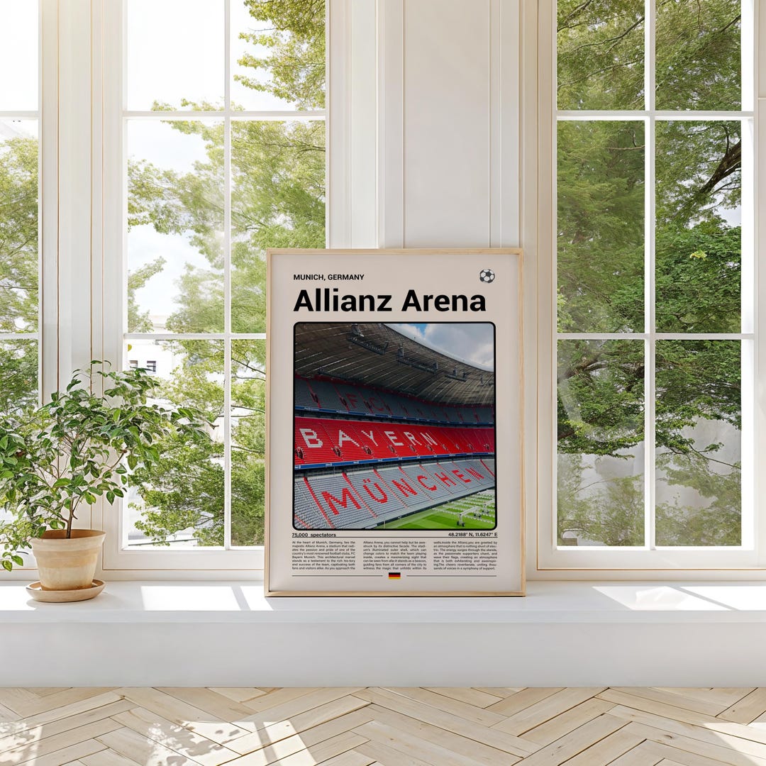 Allianz Arena Poster, Football Print, Home Decor Picture, Office Wall ...