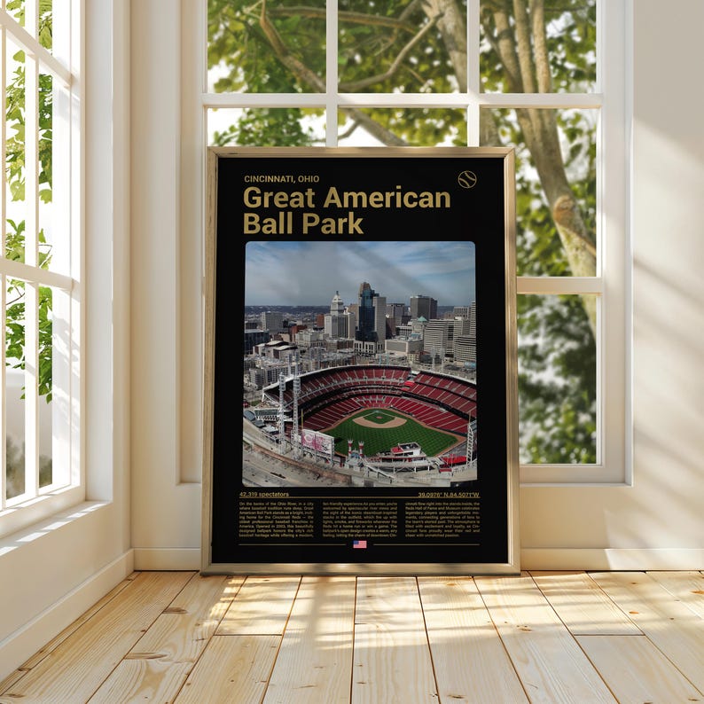Great American Ball Park Poster, Cincinnati Reds Stadium Print, Reds ...